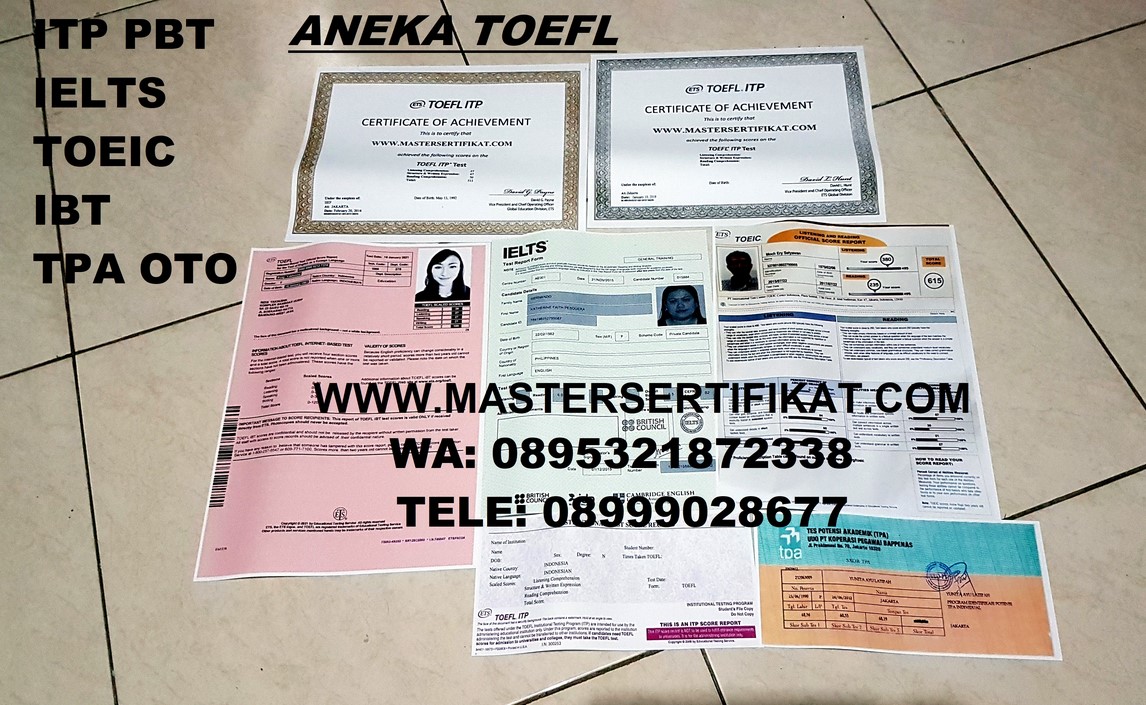 Harga Jasa Pembuatan Sertifikat TOEFL - Master Sertifikat